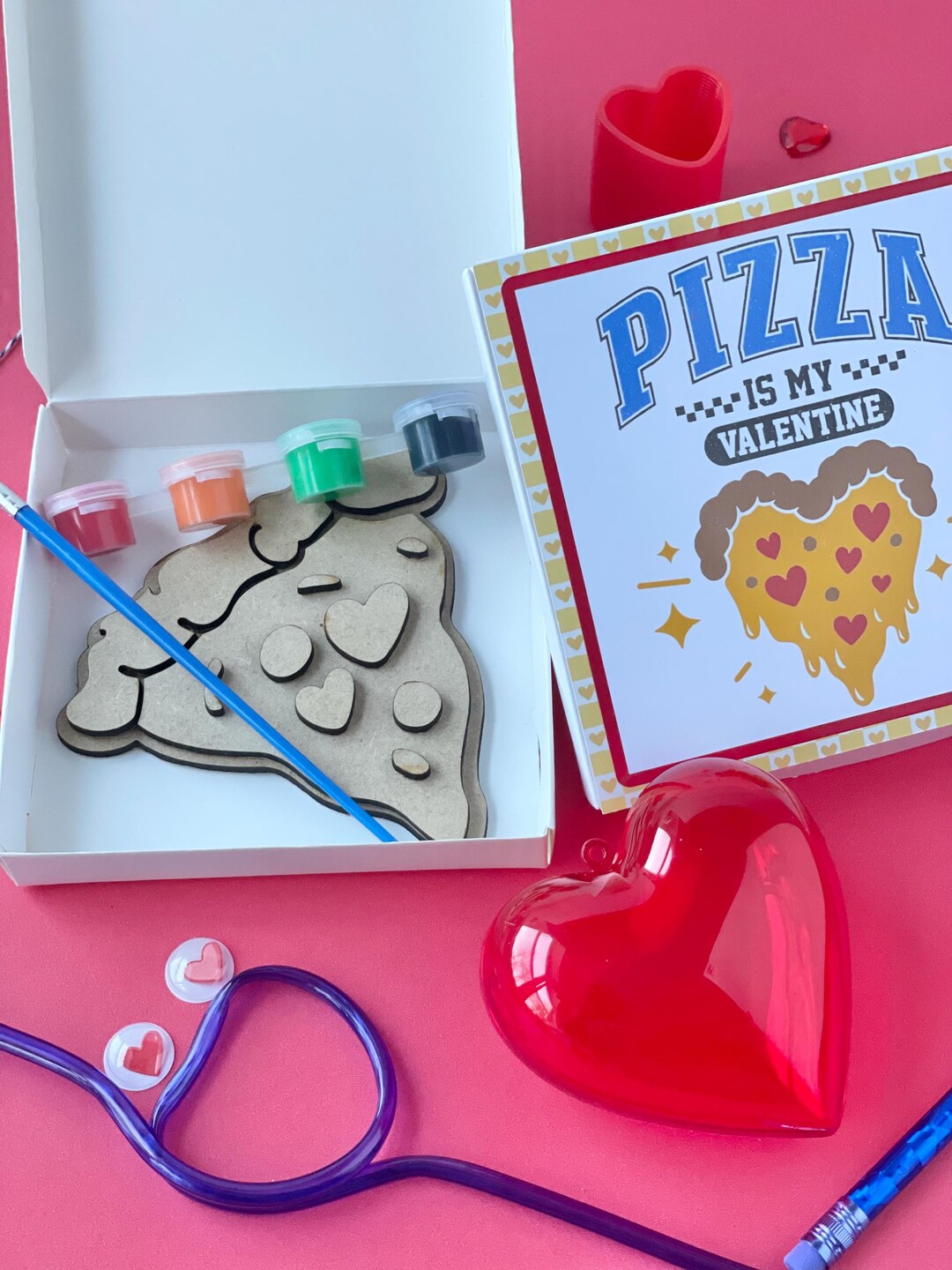 Valentine’s Day Pizza Wood Paint Kit | Heart Pepperoni DIY Craft | Kids ...