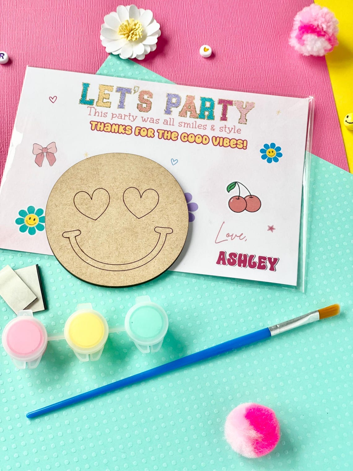 Preppy Patch Birthday Party Favor | Paint Your Own Smiley Face Craft ...