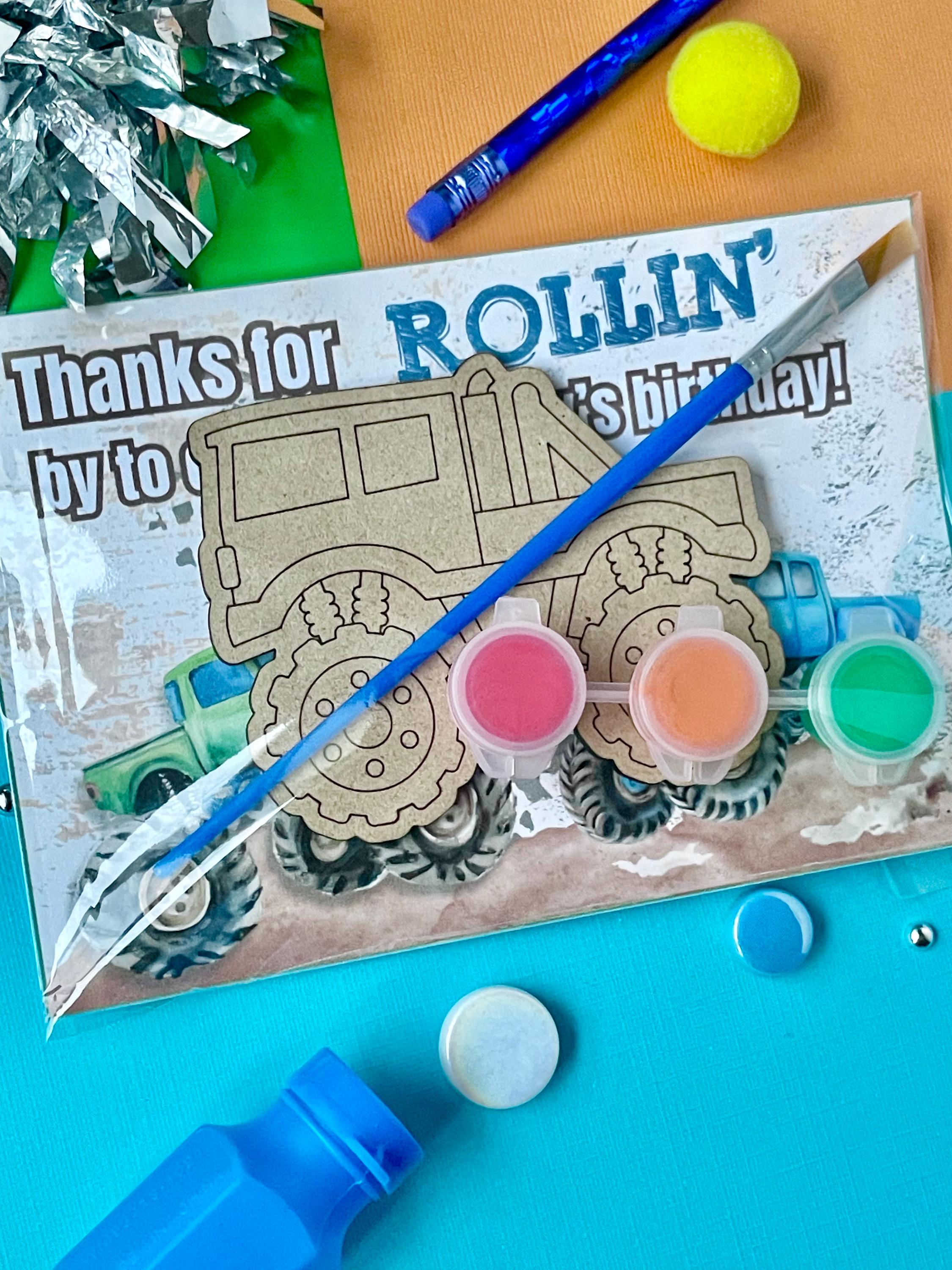 Monster Truck Wooden Paint Kit Magnet | Magnet Paint Party Favor DIY ...