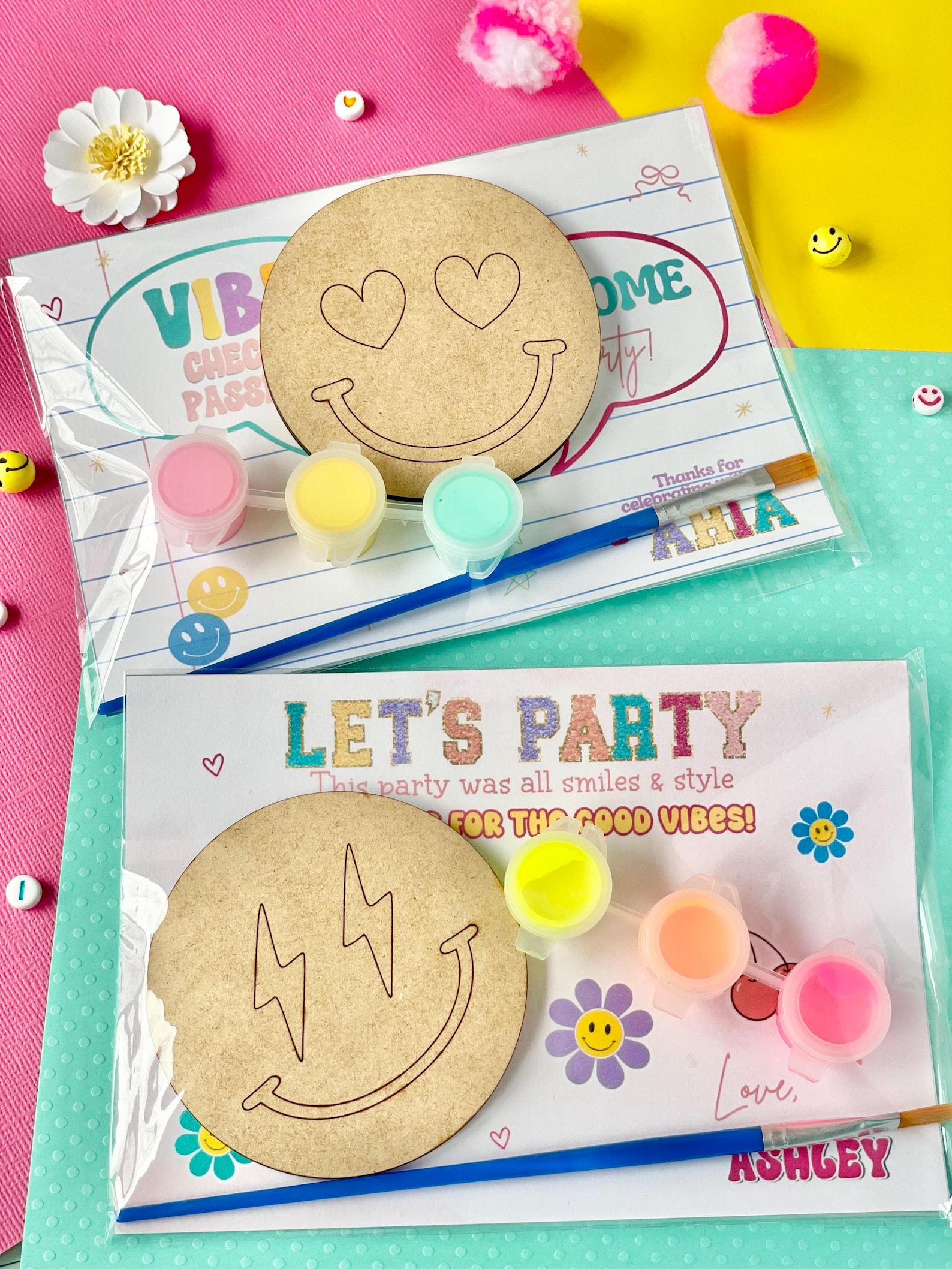 Preppy Patch Birthday Party Favor | Paint Your Own Smiley Face Craft ...