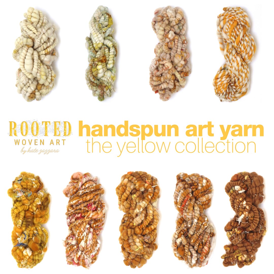 Handspun Art Yarn Yellow Collection • Spun + Blended in Canada • One-of ...