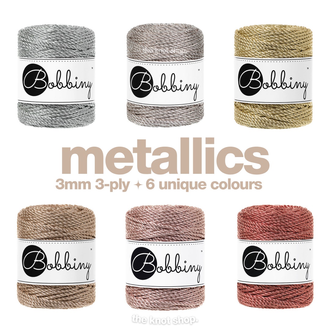 3mm 3-ply Metallic Macrame Cord • 6 Colours • 5, 10, 25 + 50 Meter • 81 ...