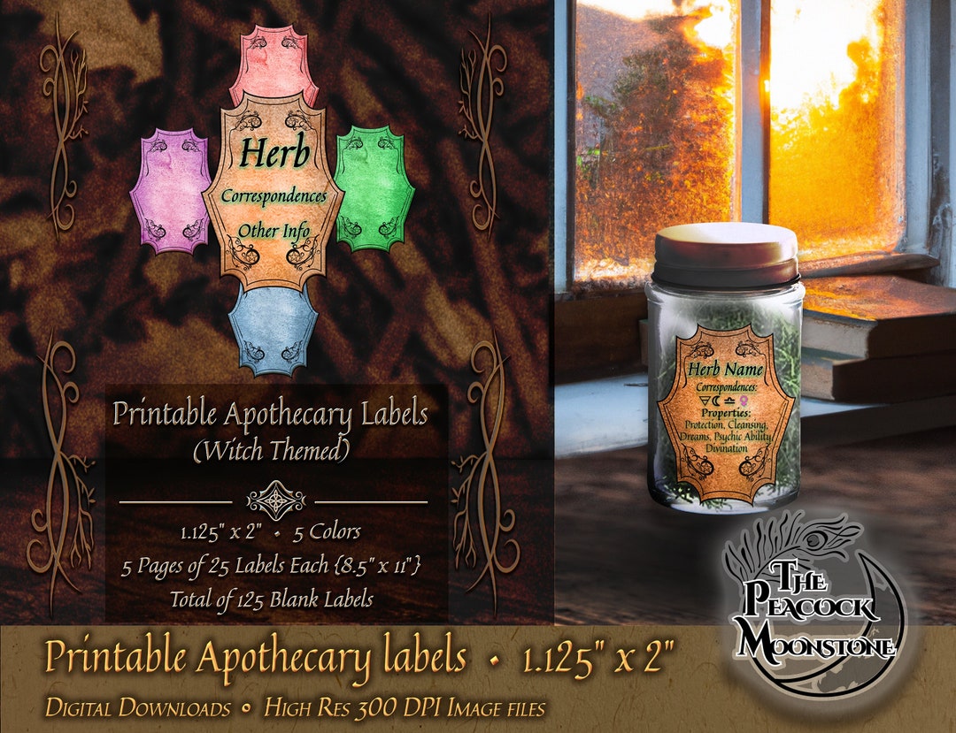 Printable Apothecary Label Set • Herb Labels • Spell Ingredient Labels ...