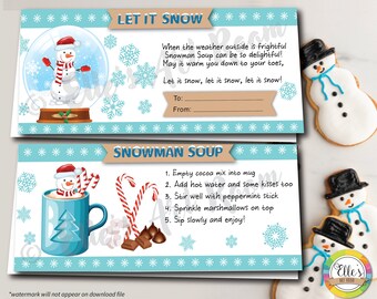 Printable Treat Bag Topper, Snowman Soup, Downloadable Treat Topper ...