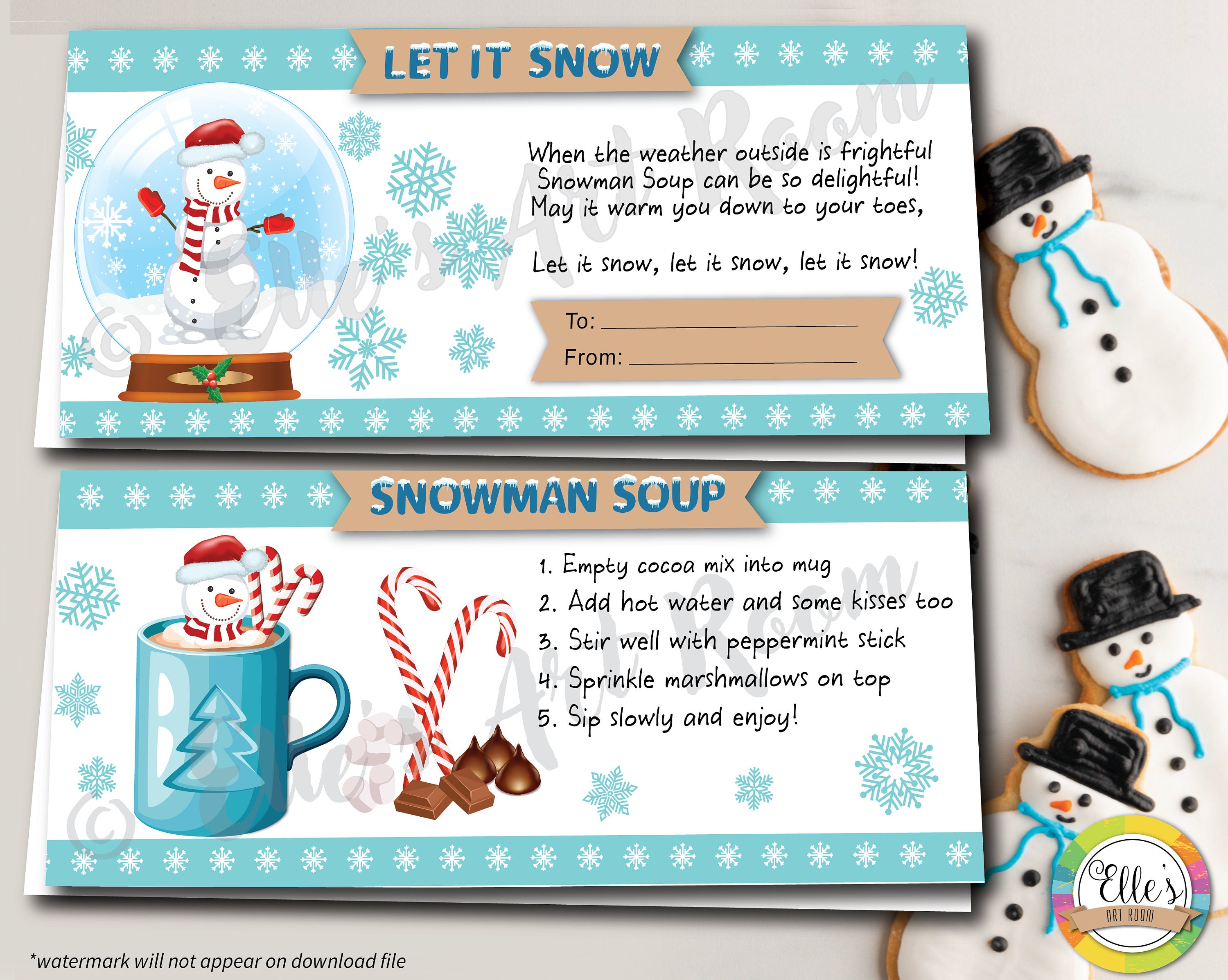 Printable Treat Bag Topper, Snowman Soup, Downloadable Treat Topper ...