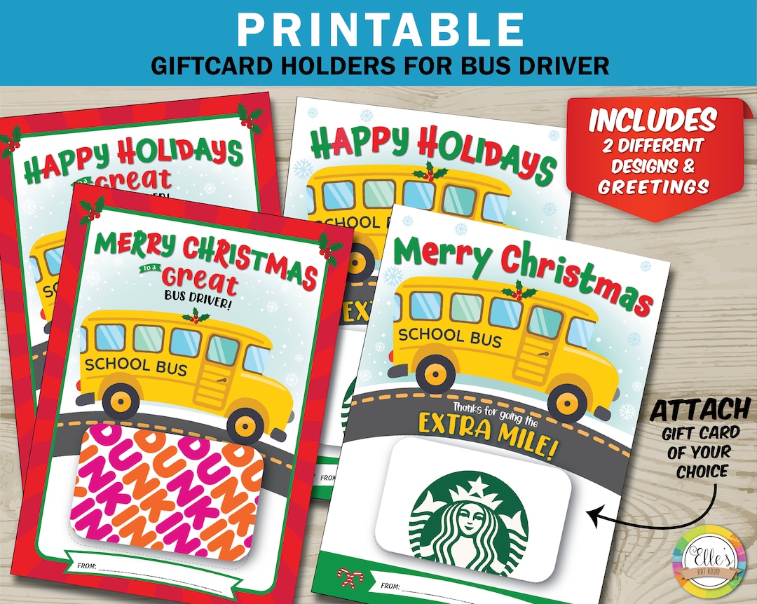 Printable Holiday Gift Card Holder, Christmas Gift Card Holder, Bus ...
