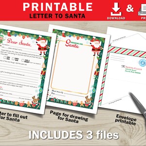 Printable Letter to Santa, Children's Letter to Santa, Santa Claus ...