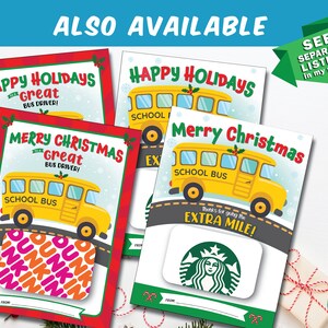 Printable Christmas Gift Card Holder for School Bus Driver, Holiday ...