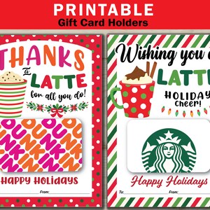 Printable Holiday Coffee Gift Card Holder, Latte Design (digital ...