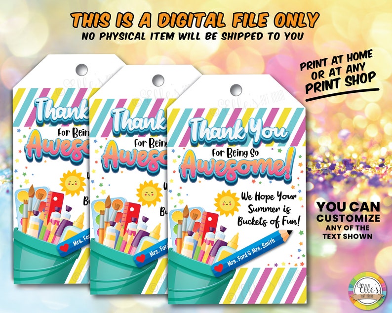 Printable Gift Tags, Digital Download, Teacher Tags, Last Day of School ...