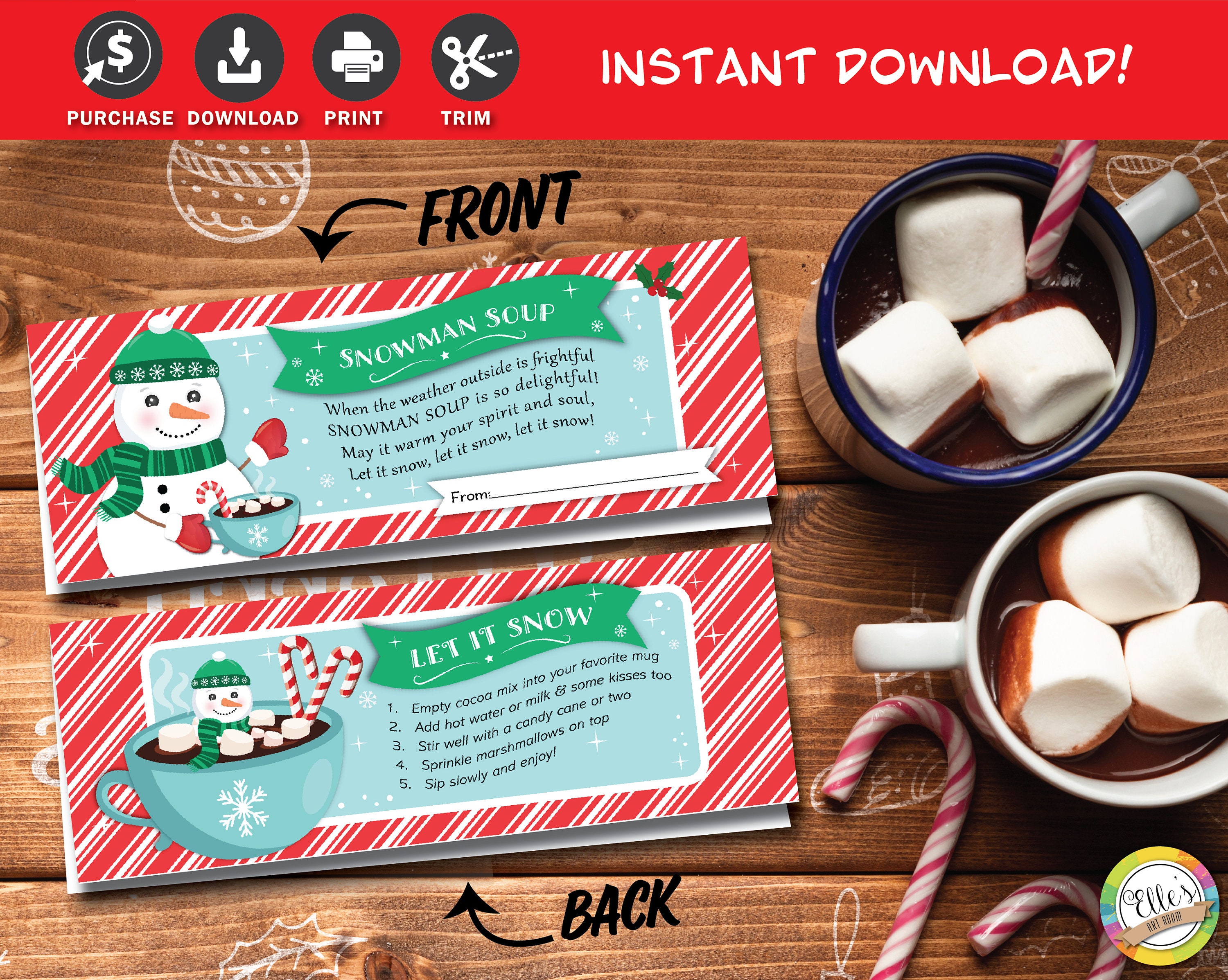 Printable Treat Bag Topper, Snowman Soup, Downloadable Treat Topper ...