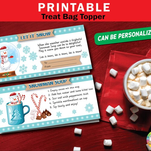 Printable Treat Bag Topper Snowman Soup Downloadable Treat - Etsy