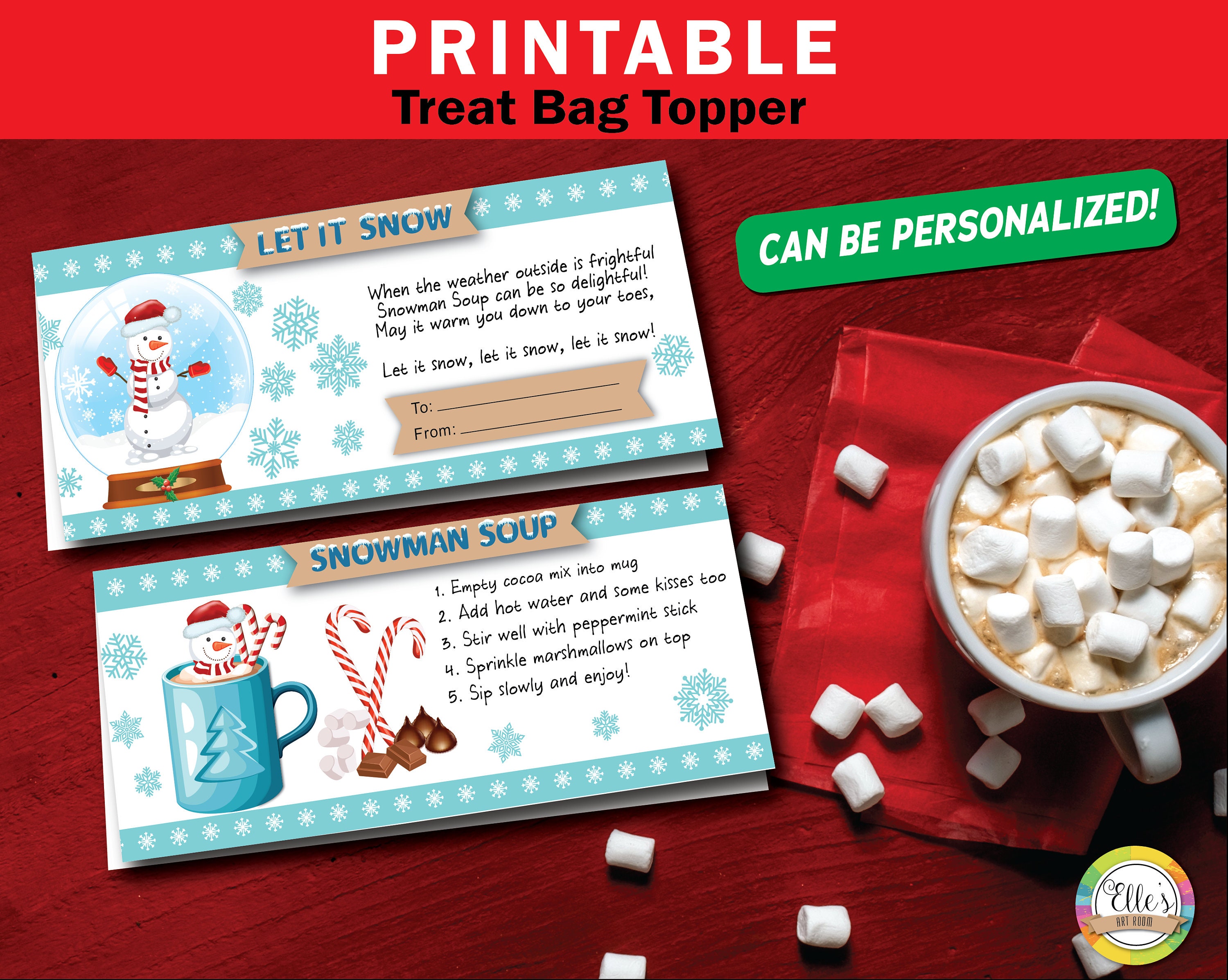 Printable Treat Bag Topper, Snowman Soup, Downloadable Treat Topper ...