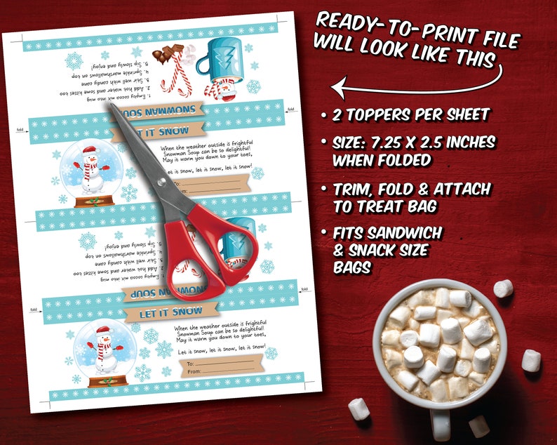 PRINTABLE Treat Bag Topper Snowman Soup Downloadable Treat - Etsy