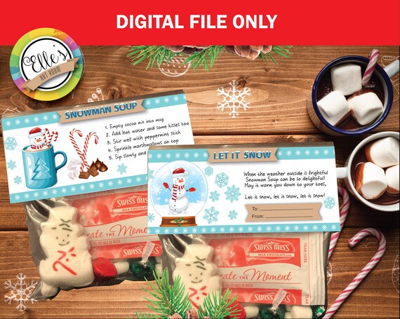 PRINTABLE Treat Bag Topper Snowman Soup Christmas Favors | Etsy