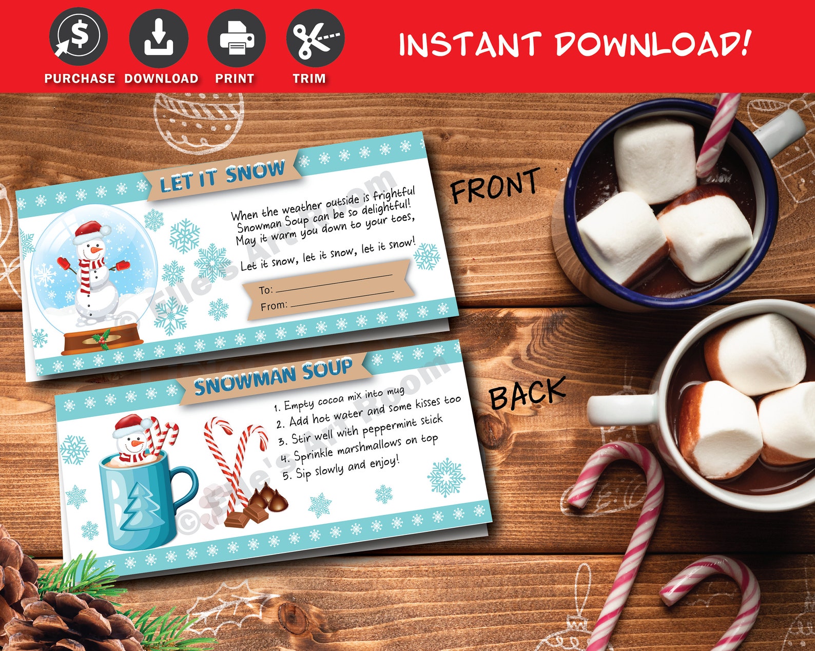 PRINTABLE Treat Bag Topper Snowman Soup Downloadable Treat | Etsy