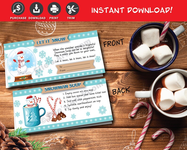 PRINTABLE Treat Bag Topper Snowman Soup Downloadable Treat | Etsy
