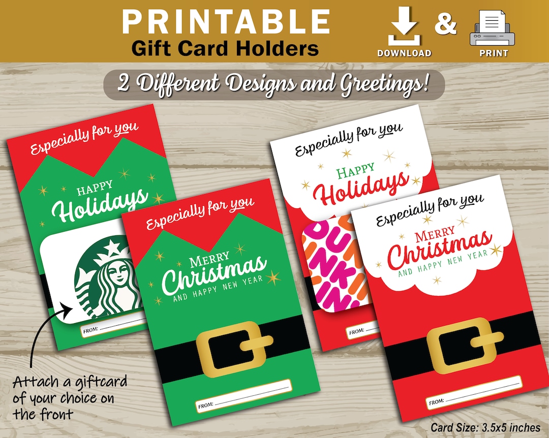 Printable Holiday Gift Card Holder, Christmas Gift Card Holder, Santa ...