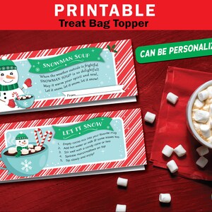 Printable Treat Bag Topper, Snowman Soup, Downloadable Treat Topper ...
