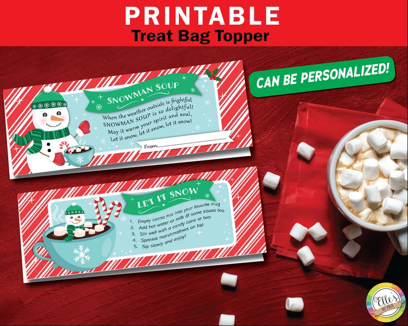 Printable Treat Bag Topper, Snowman Soup, Downloadable Treat Topper ...