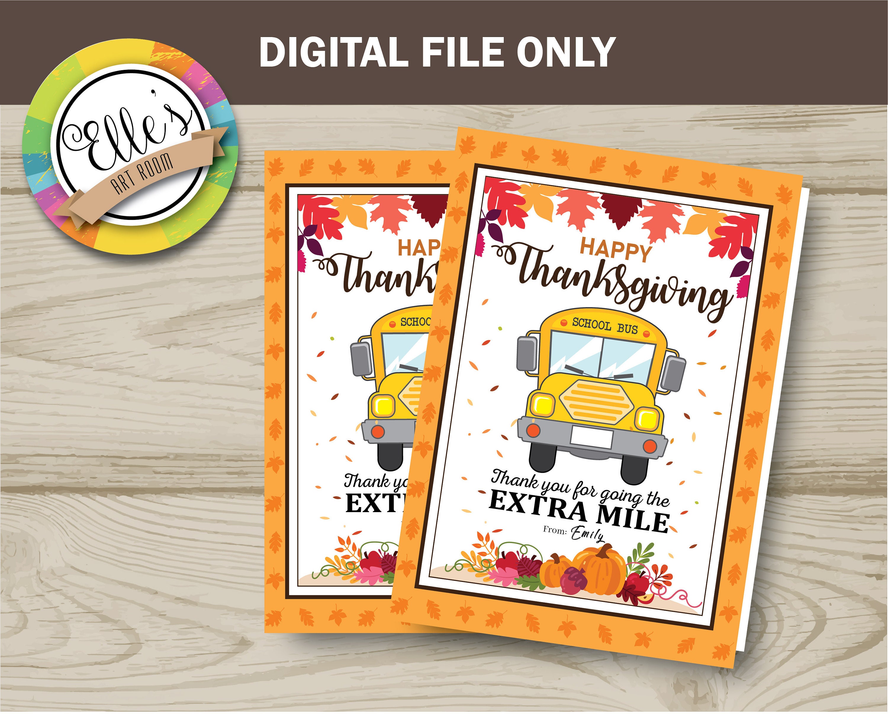 Printable Thanksgiving Day Card for BUS DRIVER - Etsy
