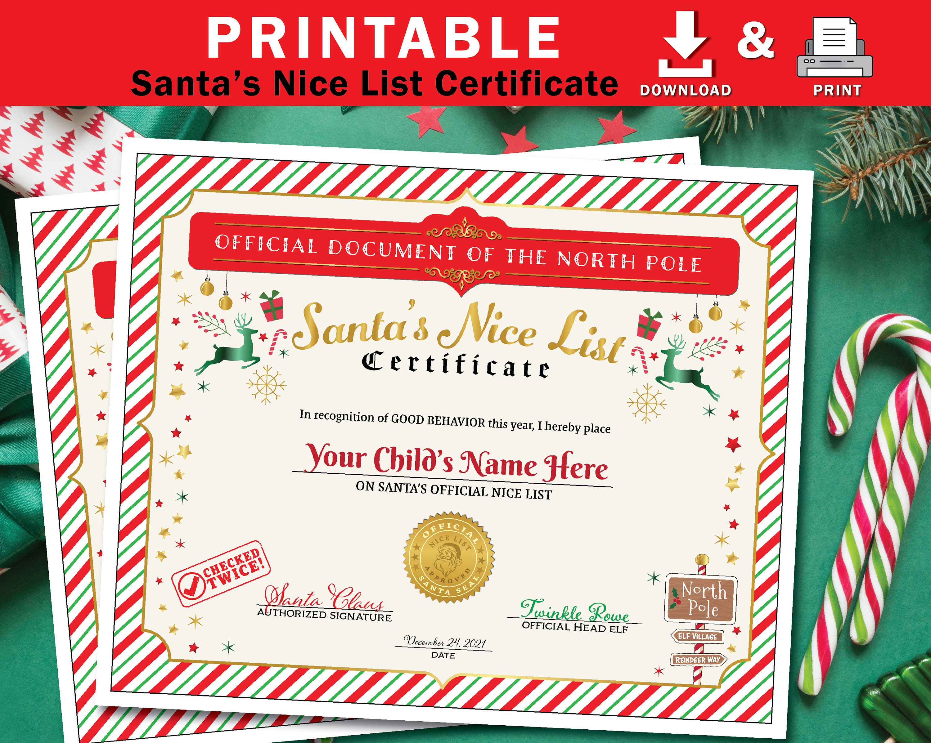 Printable Nice List Certificate, Santa's Official Nice List, Kids ...