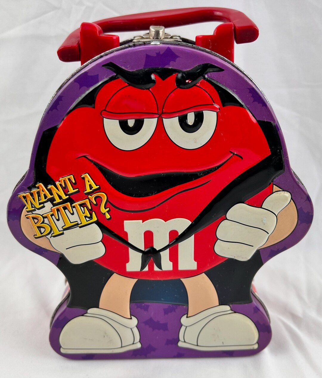 M&M Candy Tin Lunchbox Trick or Treat Red Dracula Character - Etsy