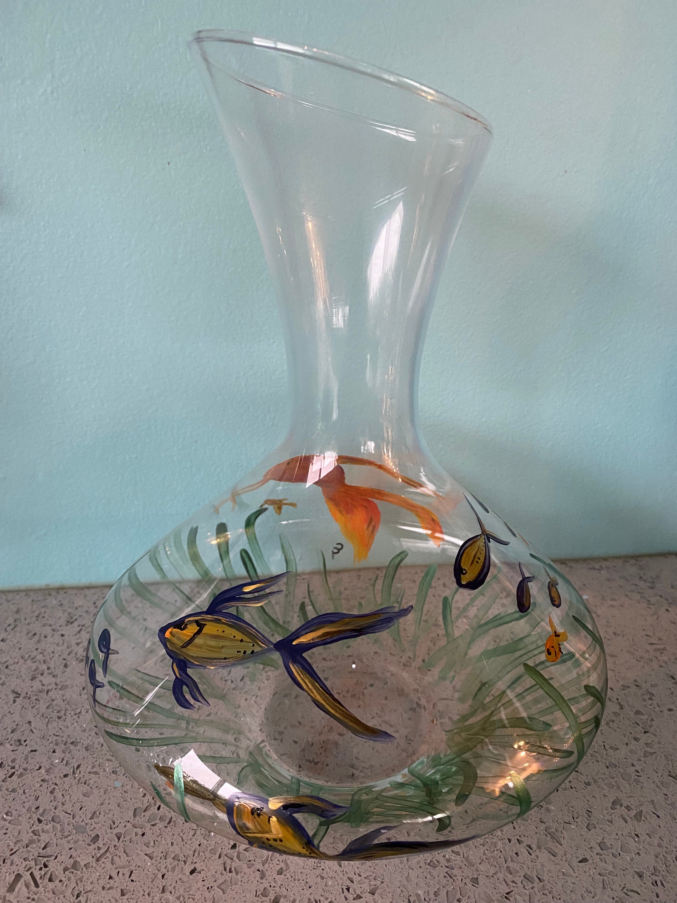 Hand Painted Fighting Fish Decanter - Etsy