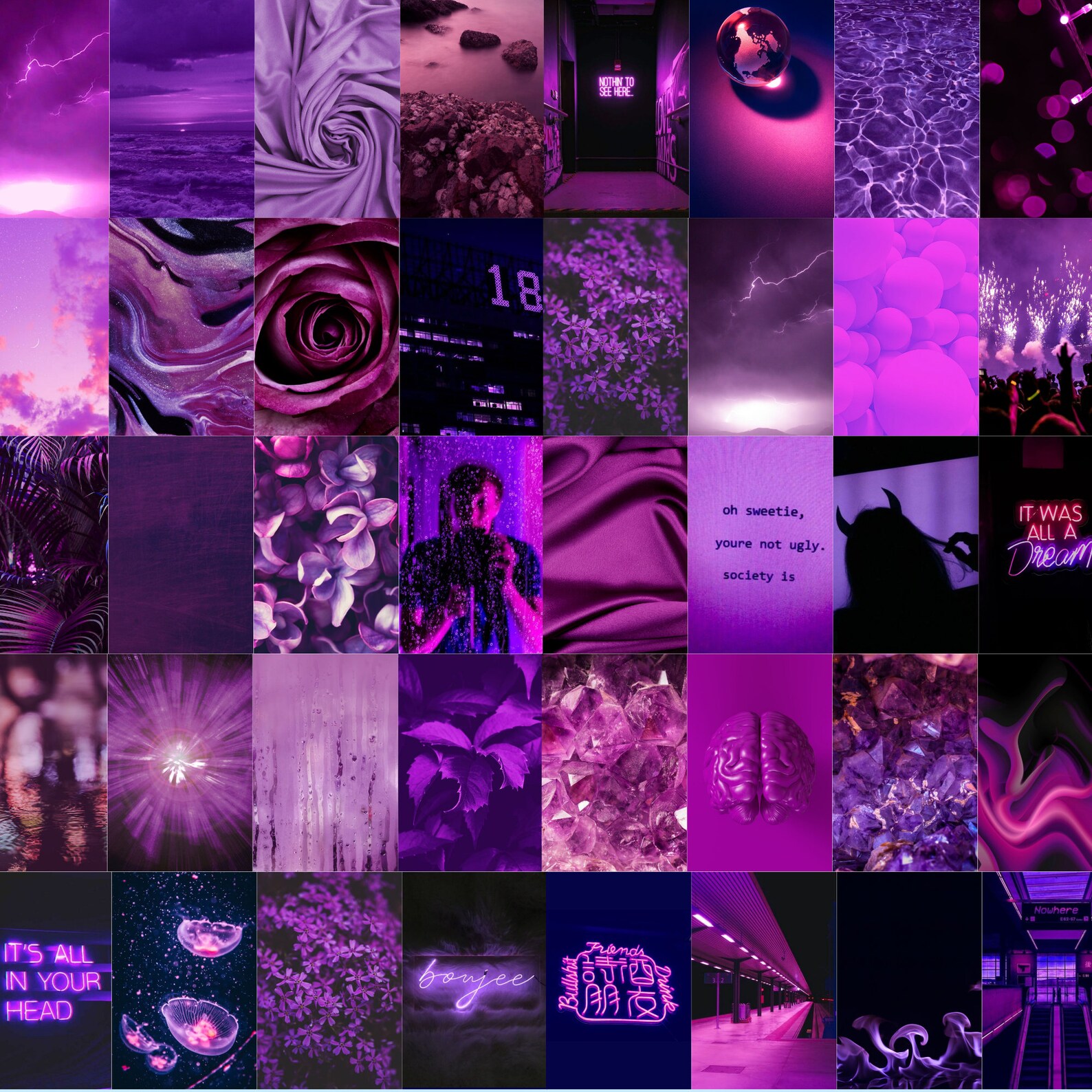 Purple Wall Collage 50 photos Room Aesthetic Wall Art | Etsy