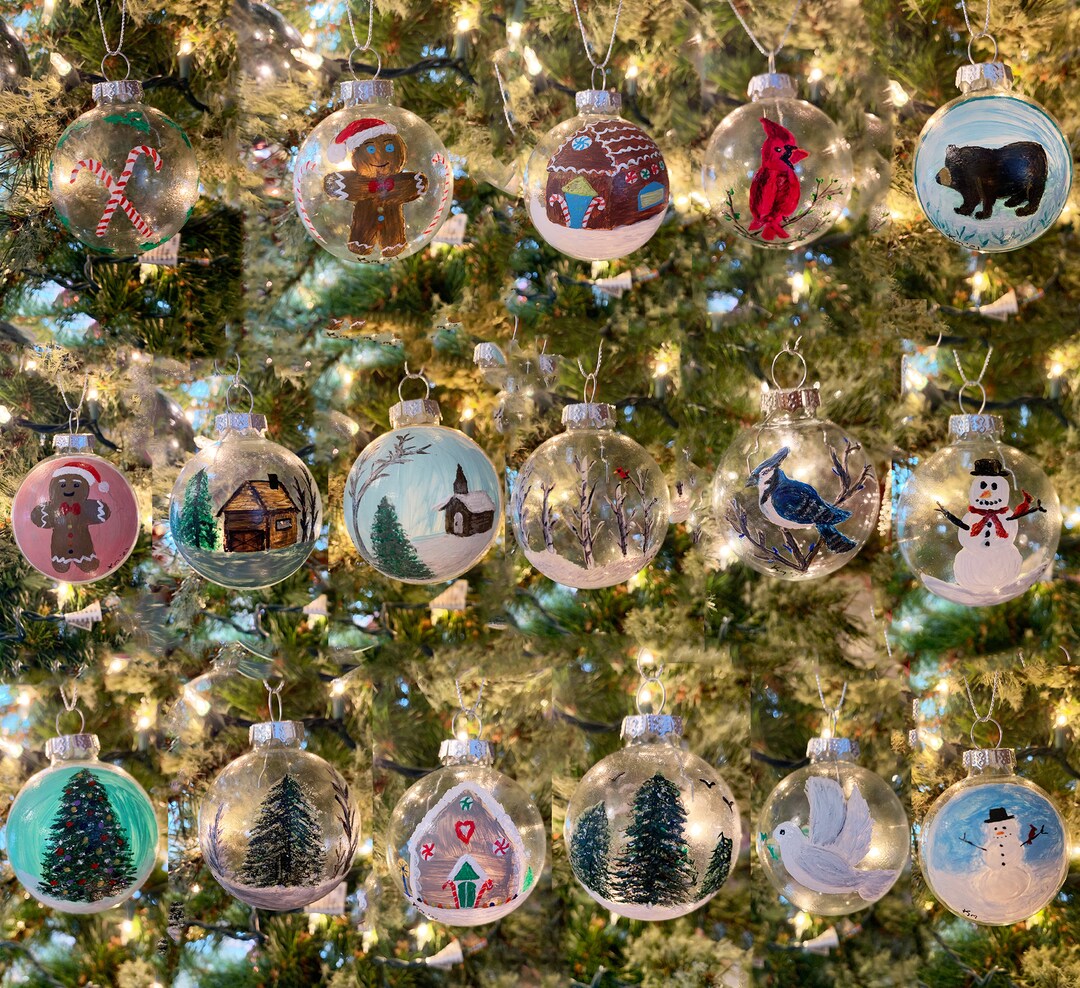 Hand-painted Glass Ornaments - Etsy