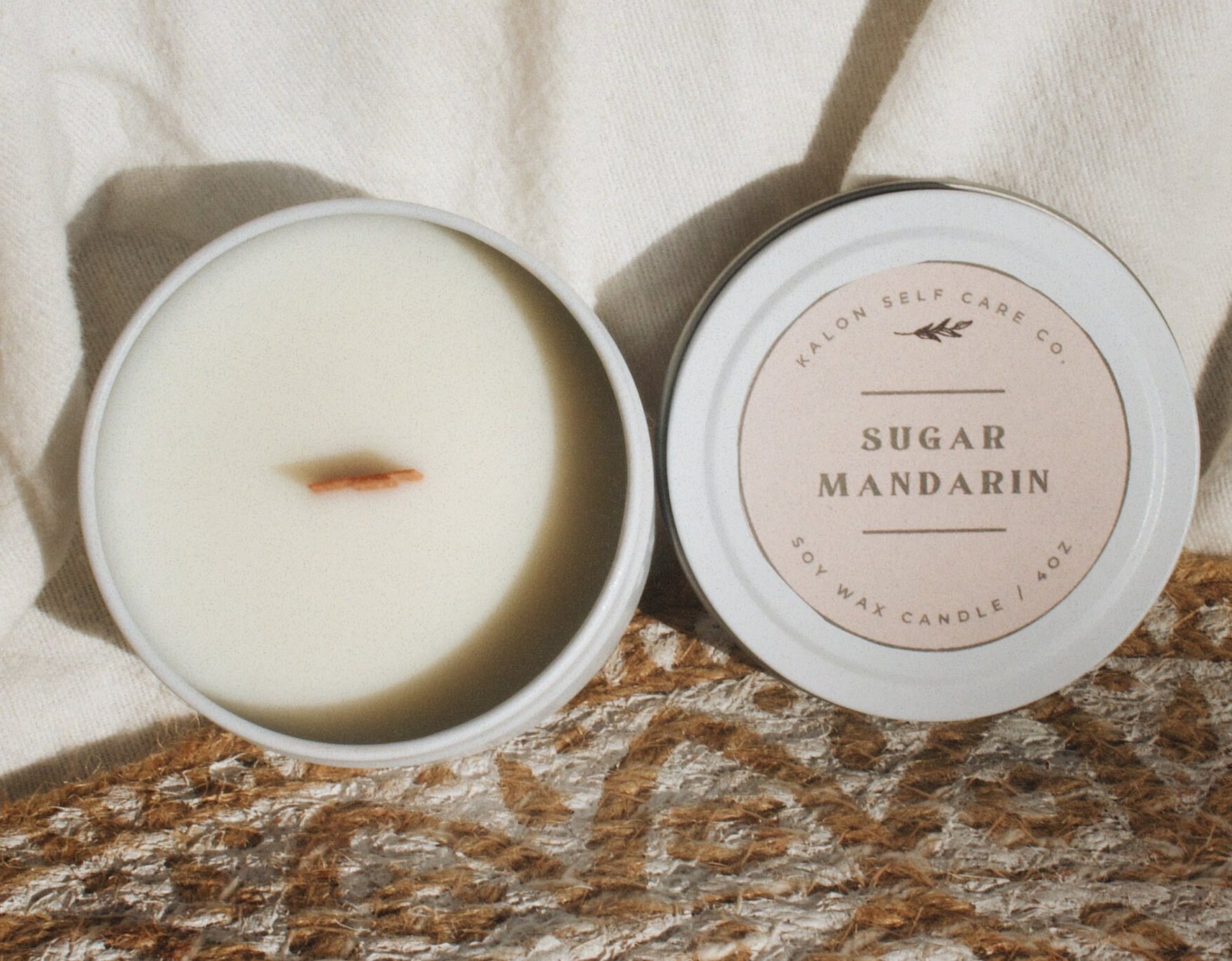Sugar Mandarin Candle 4oz, Wooden Wick Candle, Candle Gift ...