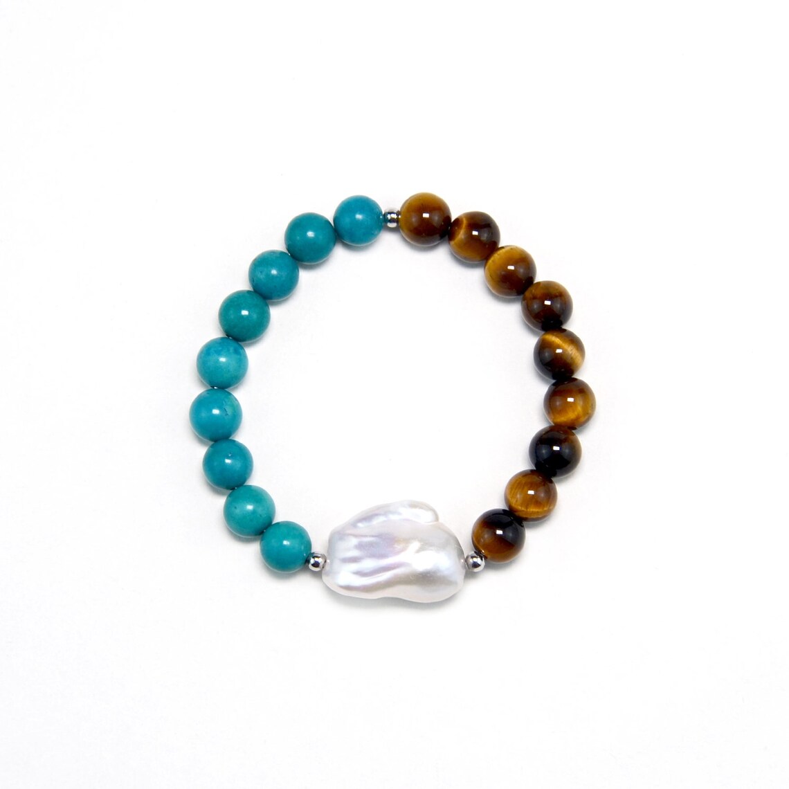 Brazil Gemstones Bead Bracelet, Turquoise, Tiger's Eye Beads, Baroque ...