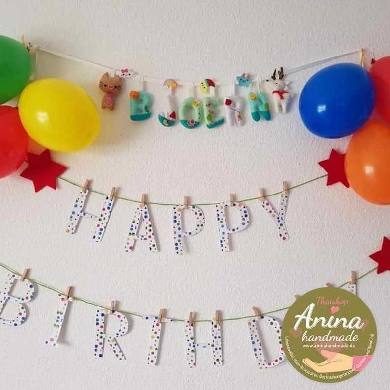 Letter Garland of Handmade, Decorated Fabric Letters With Embroidery up ...