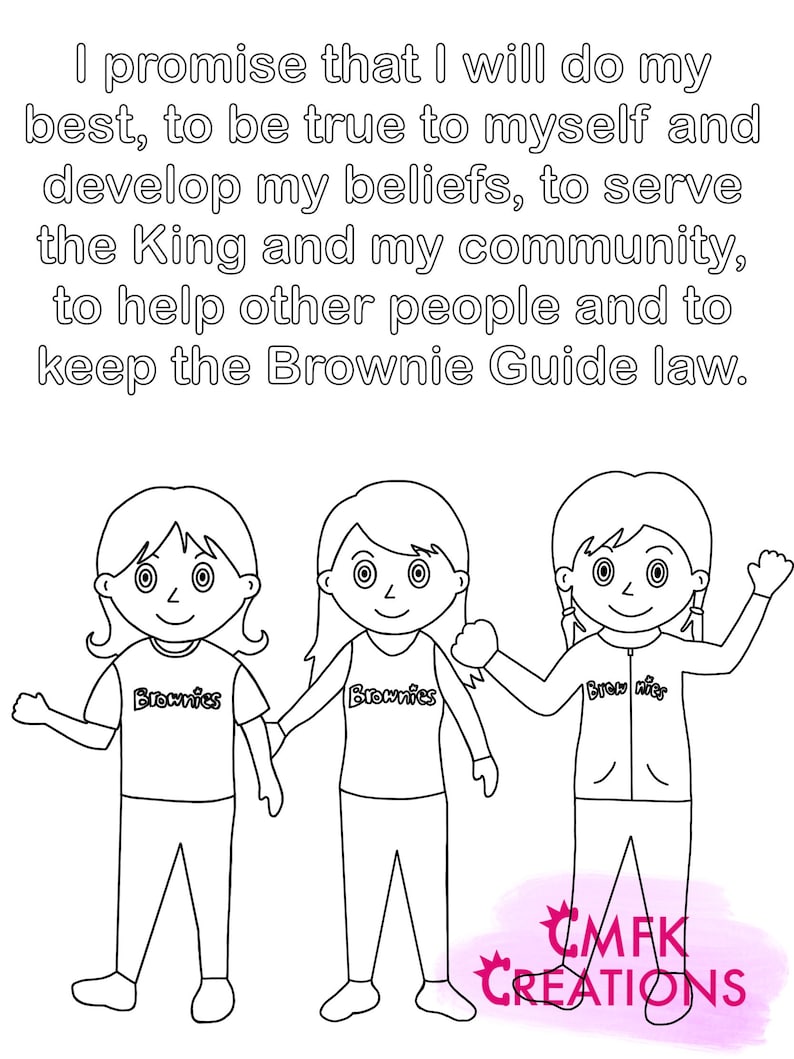 Girlguiding Brownies Promise Colouring in Print digital Download - Etsy