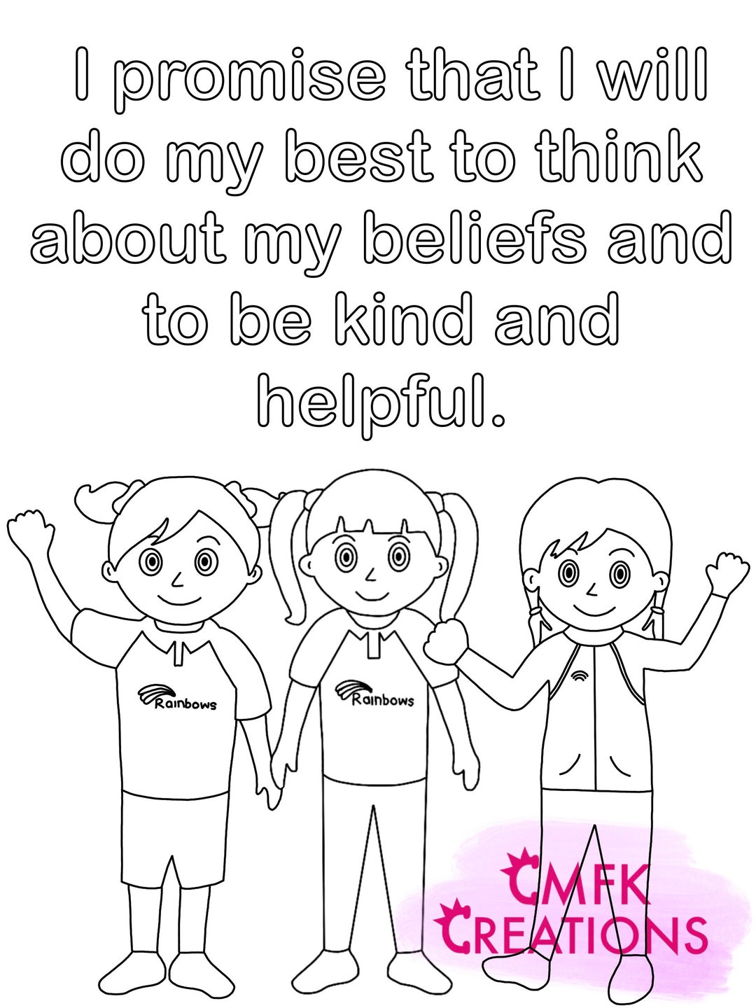 Girlguiding Rainbows Promise Colouring in Print digital Download - Etsy