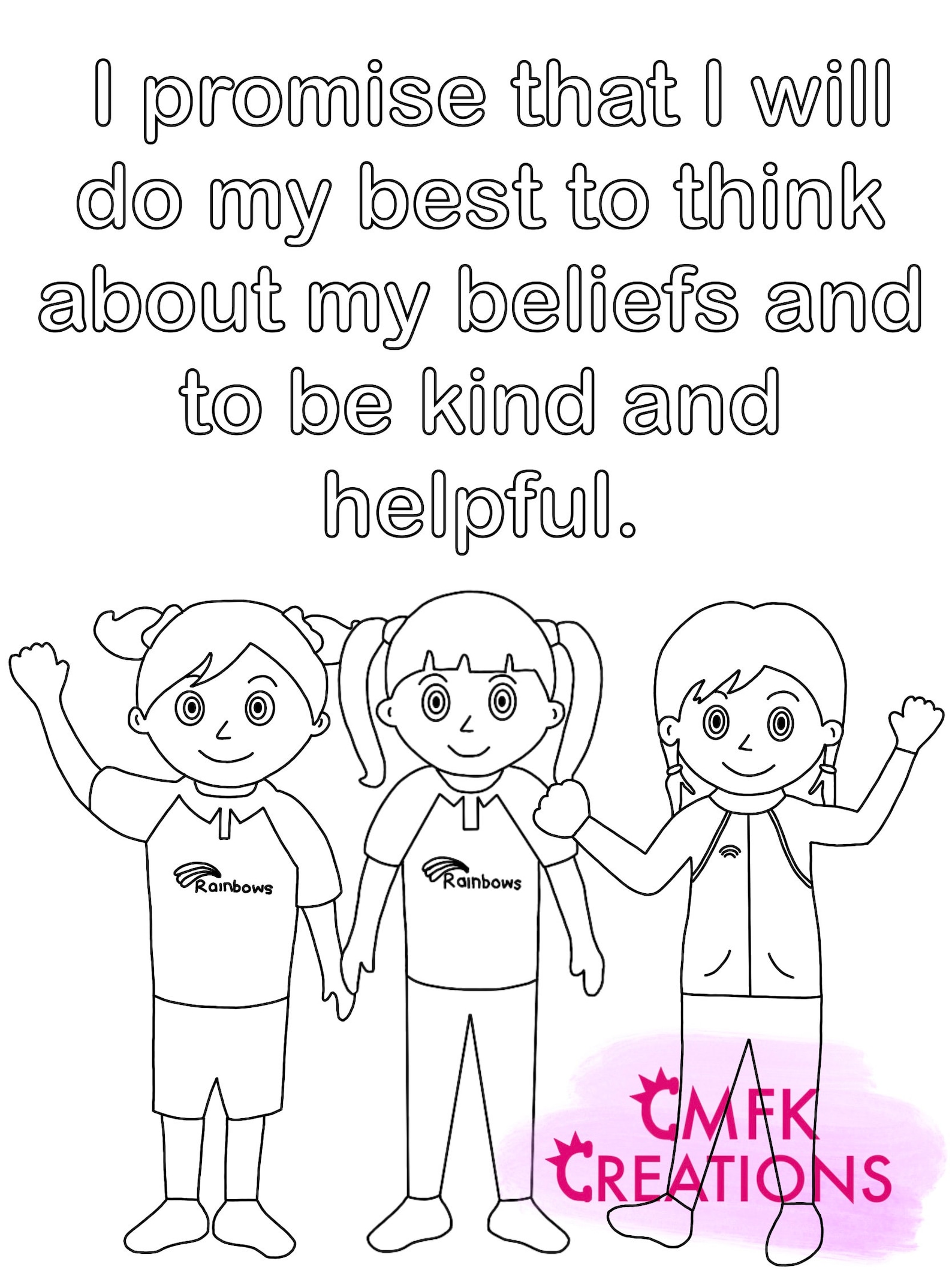 Girlguiding Rainbows Promise Colouring in Print digital Download - Etsy