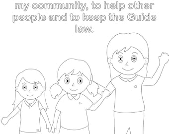 Girlguiding Rainbows Promise Colouring in Print digital Download - Etsy