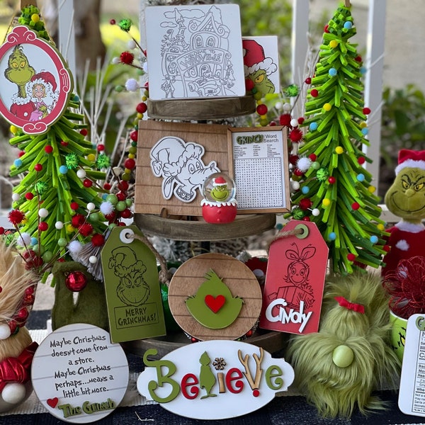 Grinch Tiered Tray Decor - Etsy
