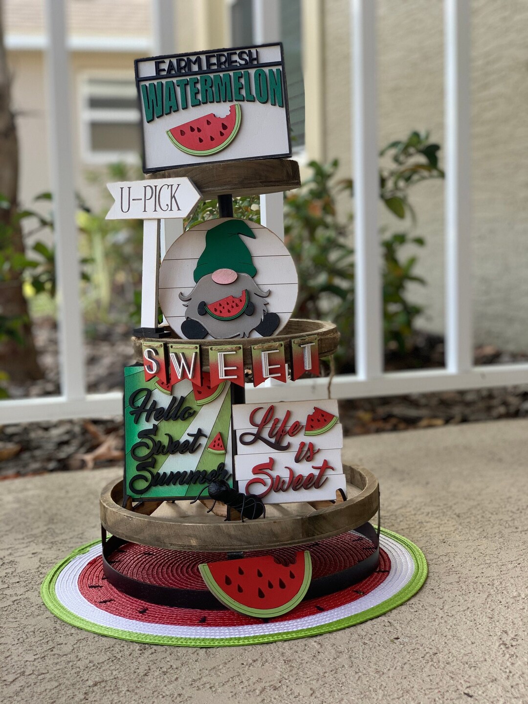 Watermelon Tier Tray Set Summer Tier Tray Set Gnome Summer - Etsy