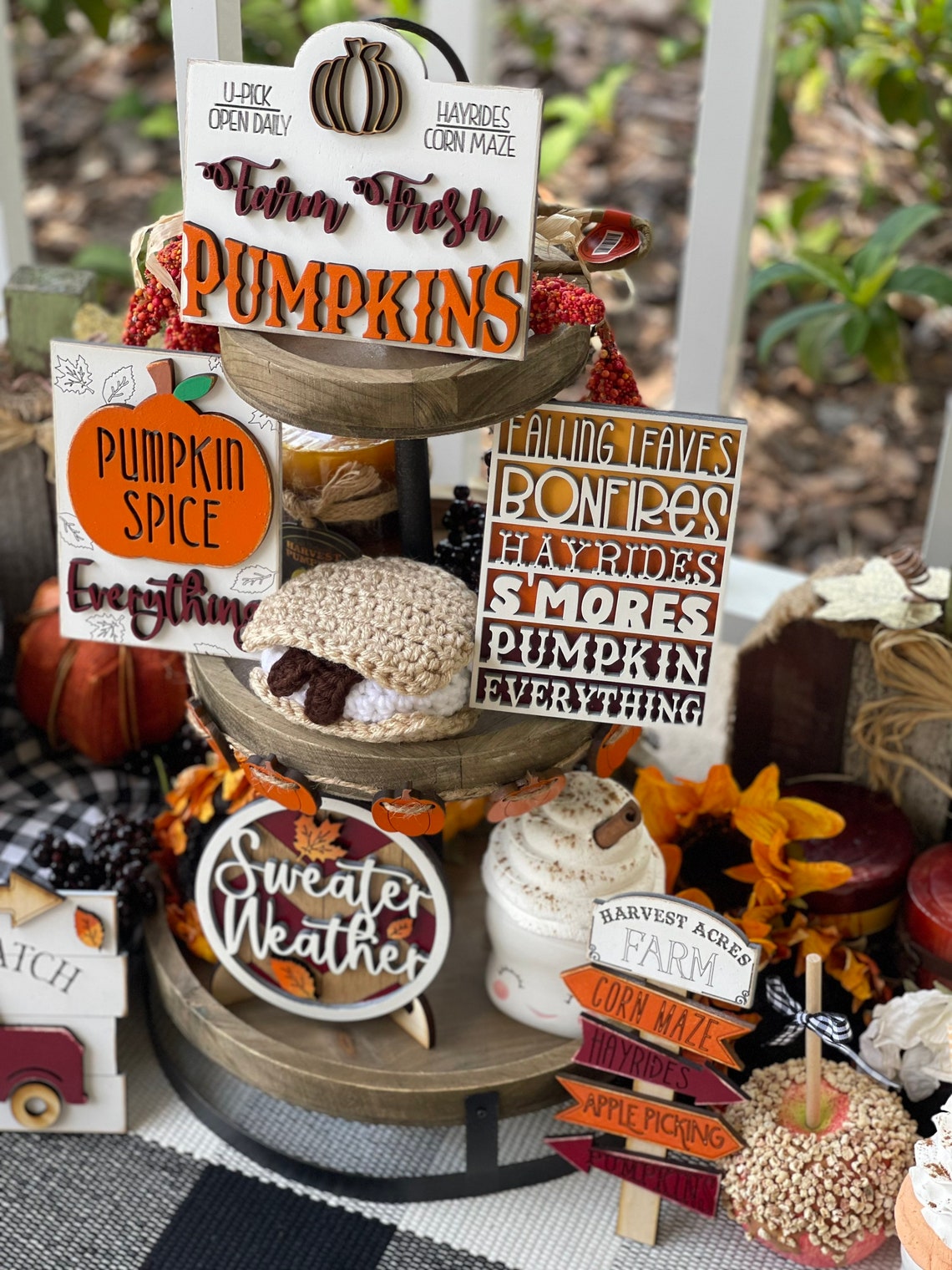 Fall Tier Tray decor Thanksgiving tier tray decor Fall signs | Etsy