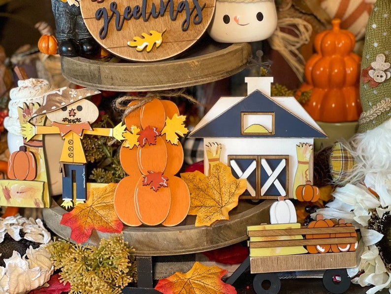 Autumn Tier Tray Decorfall Tier Tray Decor Fall Barn Decor - Etsy