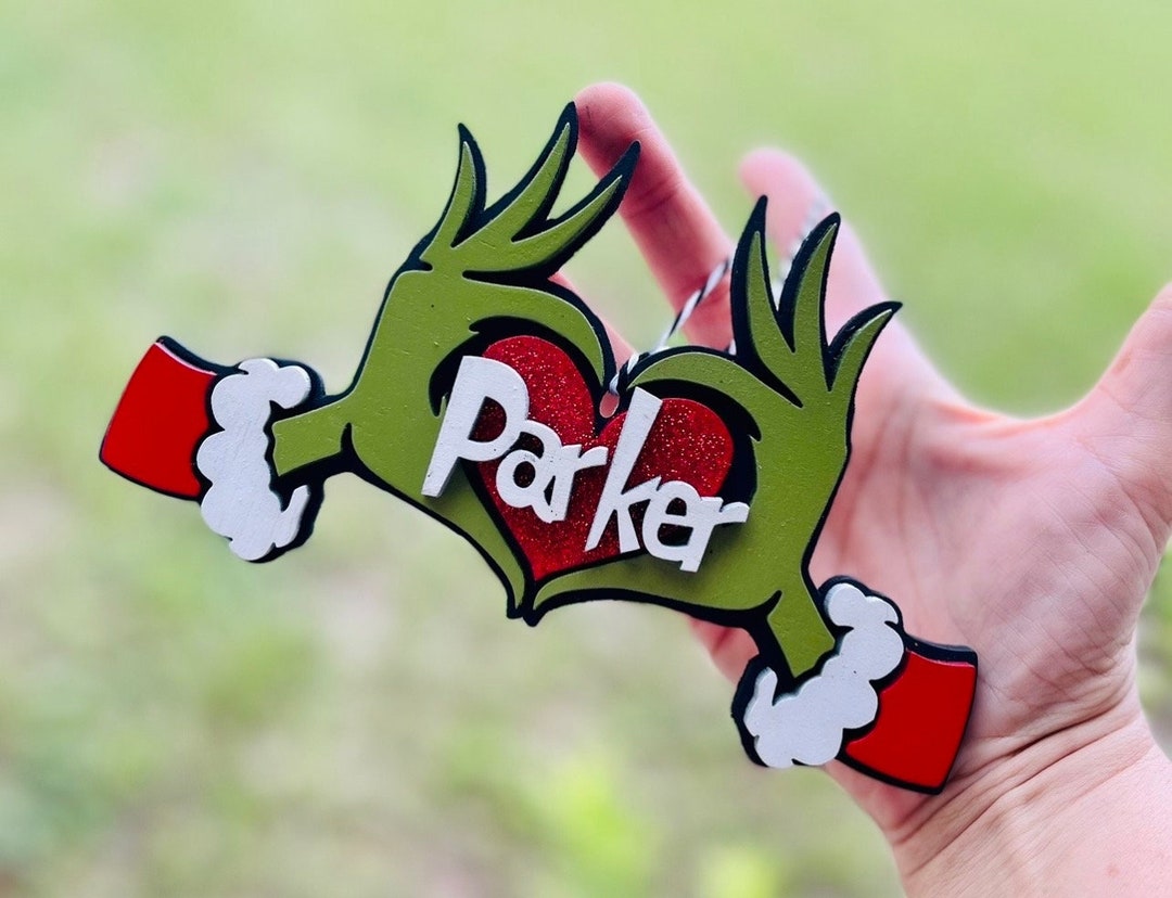 Grinch Heart Hands Ornament, Grinch Ornament, Personalized Grinch, the ...