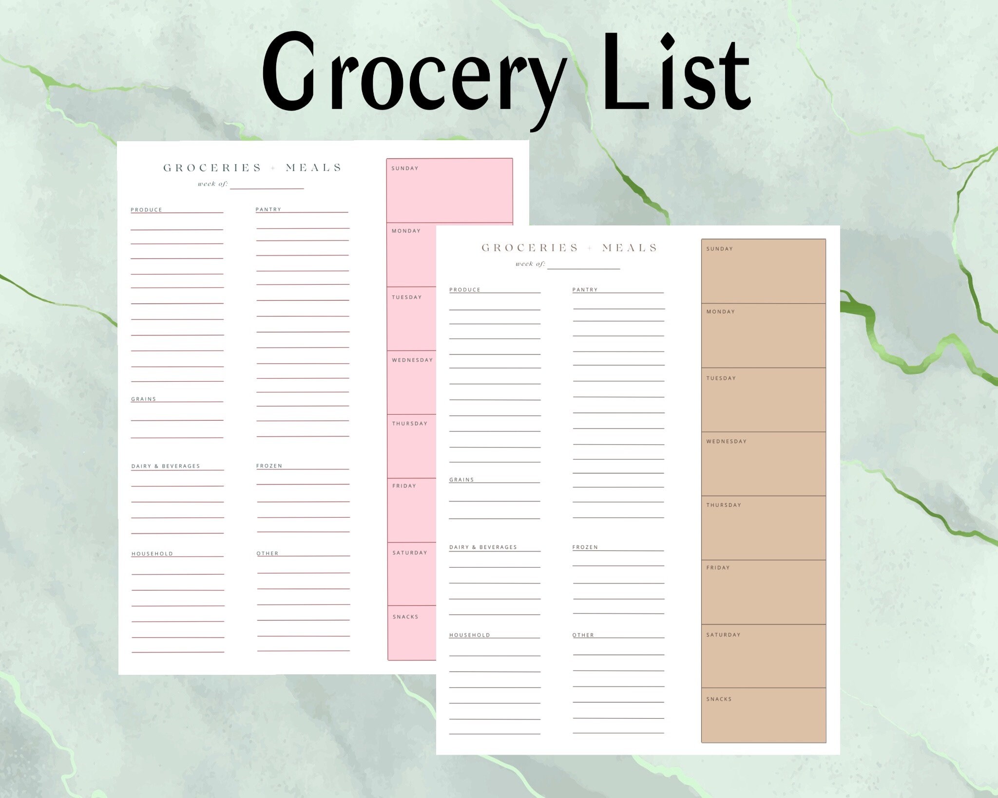 Printable Digital Download Grocery Shopping List Template Version 3 - Etsy