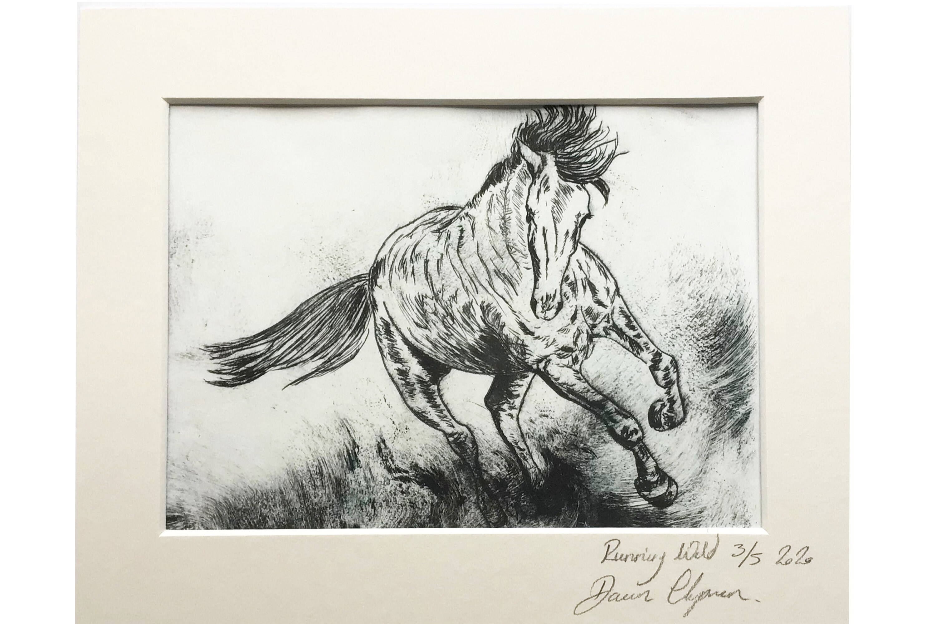 Running wild print, grabado a mano en punta seca - Etsy España