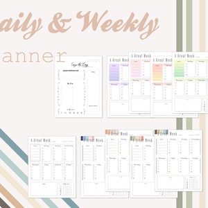 Printable Daily and Weekly Planner Black and White, Multi-color Options ...