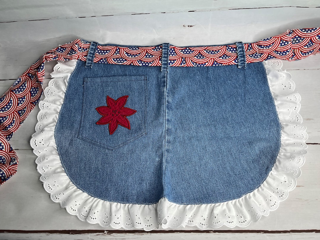 Women's Half-apron, Denim Apron From Upcycled Jeans, Apron With Pocket ...