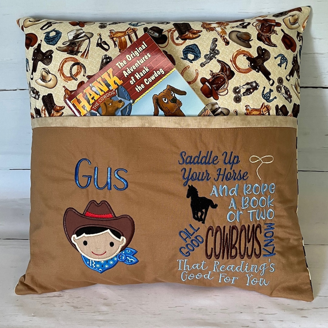 Child's Personalized Reading Pillow, Cowboy Reading Pocket Pillow ...