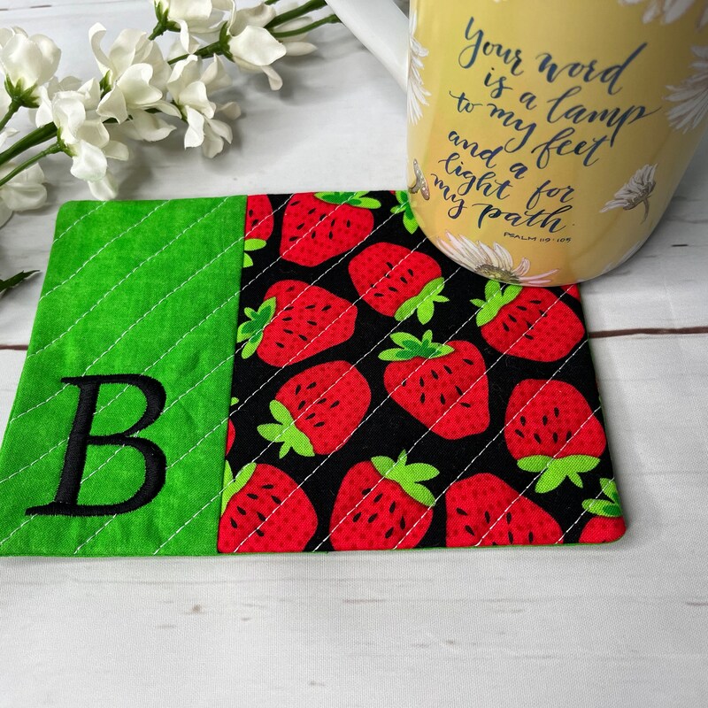 Strawberry Mug Rug - Etsy