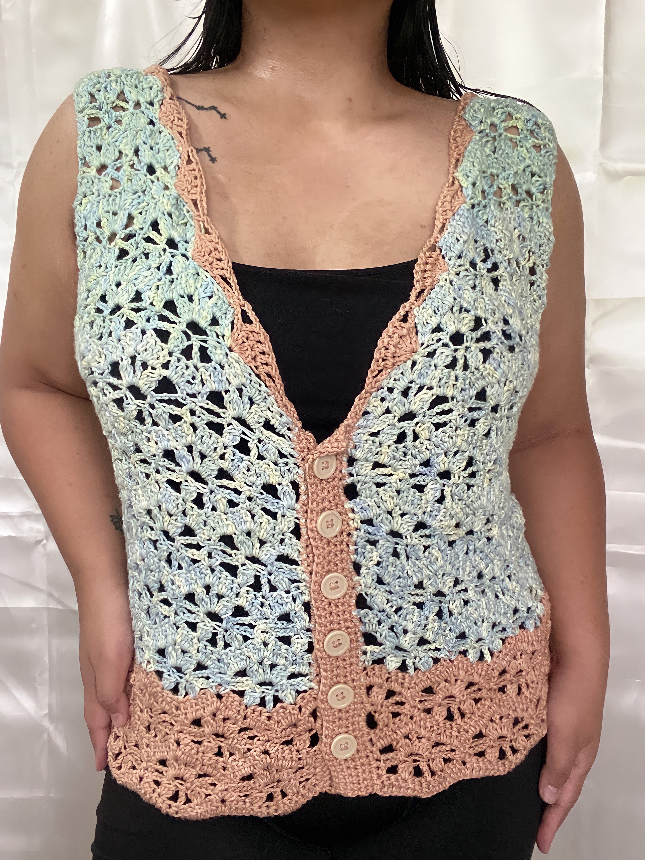 Ferris Wheel Top Crochet Pattern: Lacy Buttoned Tank (downloadable PDF ...