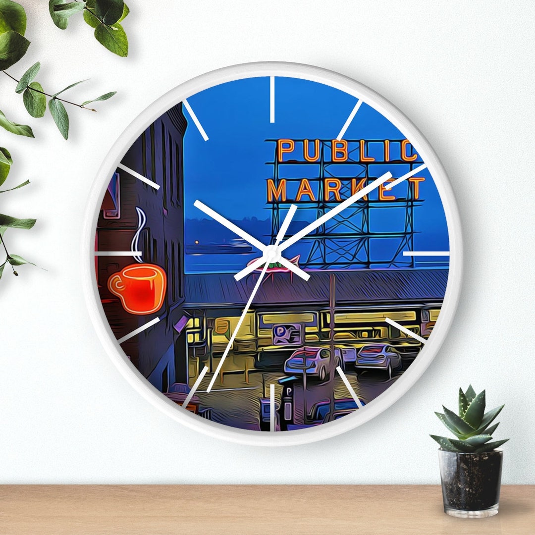 Seattle Clock, Northwestern Clock, Wooden 10 Inch Clock, Washington ...